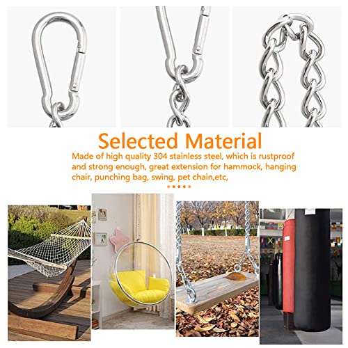 ANPTGHT 2pcs Hanging Chair Chain Hammock Chain with Carabiners Stainless Steel Swing Chain Extension Heavy Duty Porch Swing Hanging Kit for Hammock Chair, Punching Bag, Swing Chair