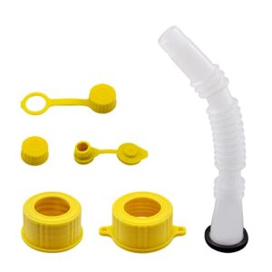 jdiag universal gas can spout replacement kit, flexible pour nozzle with gasket, stopper caps, collar caps, stripe cap, spout kit for water jugs and old can, update your old can (1 pack)