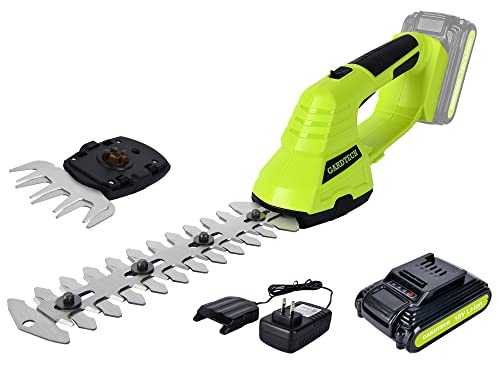 Cordless Hedge Trimmer & Battery Powered Grass Shear, Gardtech 2-in-1 Handheld Electric Branch Trimmer Grass Cutter for Garden Lawn Care - 3 Hours Running Time - 2023 Upgraded