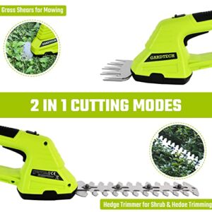 Cordless Hedge Trimmer & Battery Powered Grass Shear, Gardtech 2-in-1 Handheld Electric Branch Trimmer Grass Cutter for Garden Lawn Care - 3 Hours Running Time - 2023 Upgraded