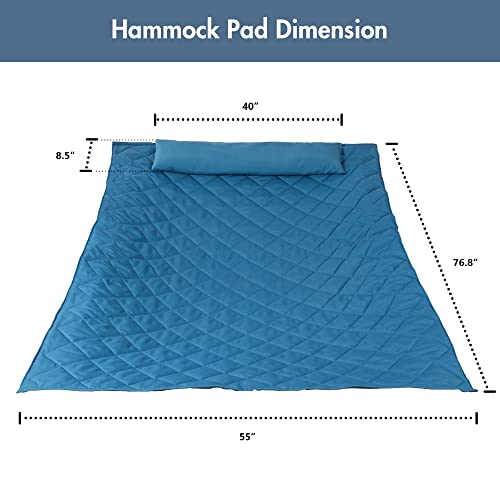 ANOW Outdoor Hammock Pad and Pillow Set Only, Heavy Duty Hammock Pad, Blue