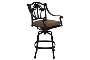 theworldofpatio palm tree cast aluminum powder coated barstool – set of 6 – antique bronze