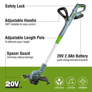 WORKPRO 20V Cordless Hedge Trimmer and Cordless String Trimmer, 2-Piece 2.0Ah Batteries and Fast Chargers