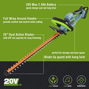 WORKPRO 20V Cordless Hedge Trimmer and Cordless String Trimmer, 2-Piece 2.0Ah Batteries and Fast Chargers