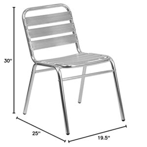 Flash Furniture 4 Pack Commercial Aluminum Indoor-Outdoor Restaurant Stack Chair with Triple Slat Back