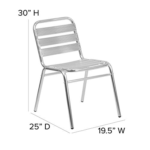 Flash Furniture 4 Pack Commercial Aluminum Indoor-Outdoor Restaurant Stack Chair with Triple Slat Back