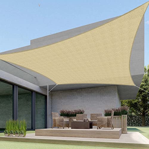 ECOOPTS 8'x8' Sun Shade Sail Rectangle Canopy Cover for Outdoor Patio Pergola Backyard Garden 180GSM HDPE Fabric 95% UV Blockage (Sand)