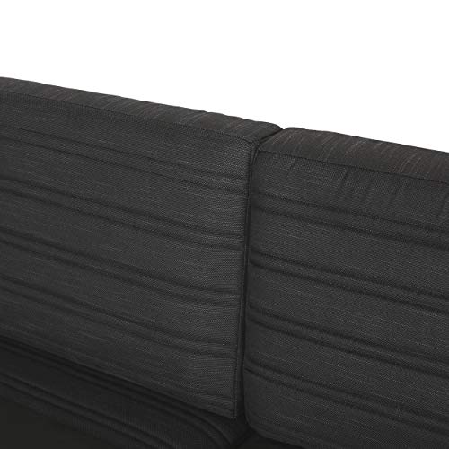 Christopher Knight Home Giovanna Outdoor 3 Seater Sofa, Dark Grey + Natural + Black Anodize