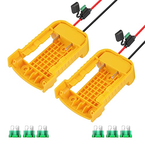 ZLWAWAOL 2 Pack Power Wheel Adapter with Fuse & Switch,Battery Adapter for Dewalt 20V Battery,with 16 Gauge Wire,Power Convertor for DIY Ride On Truck,RC Toys,Robotics and Work Lights