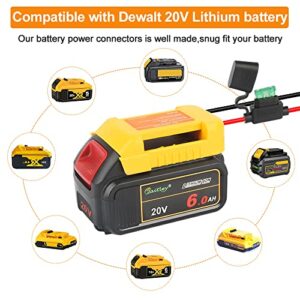 ZLWAWAOL 2 Pack Power Wheel Adapter with Fuse & Switch,Battery Adapter for Dewalt 20V Battery,with 16 Gauge Wire,Power Convertor for DIY Ride On Truck,RC Toys,Robotics and Work Lights