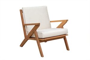 patio sense 62969 oslo wooden armchair cream colored cushion artfully angled arms modern scandinavian collection indoor outdoor furniture