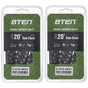 8ten ripping chainsaw chain 20 inch .050 3/8 72dl for husqvarna 455 rancher 372xp stihl ms 270 poulan pp5020av (2 pack)