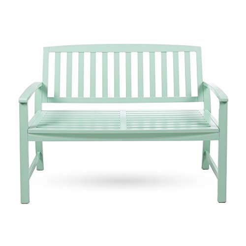 Christopher Knight Home Loja Outdoor Acacia Wood Bench, Light Mint