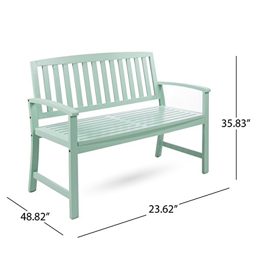 Christopher Knight Home Loja Outdoor Acacia Wood Bench, Light Mint