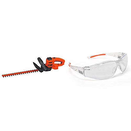 BLACK+DECKER Hedge Trimmer with Safety Eyewear, Lightweight, Clear Lens (BEHT200 & BD250-1C)