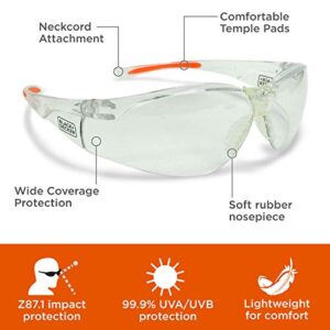 BLACK+DECKER Hedge Trimmer with Safety Eyewear, Lightweight, Clear Lens (BEHT200 & BD250-1C)