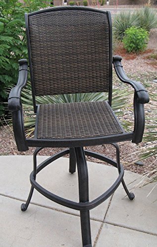 Santa Clara Outdoor Patio Set 6pc Swivel Barstools 30" H Dark Bronze Cast Aluminum