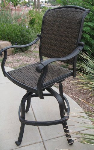 Santa Clara Outdoor Patio Set 6pc Swivel Barstools 30" H Dark Bronze Cast Aluminum