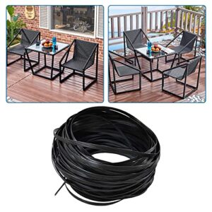 Eagles Wicker Repair Kit, 230Ft/70m Synthetic Rattan Repair Material Waterproof Flat Ribbon for Garden Patio Furniture and Rattan Chair Sofa Basket(8mm W x1.2mm THK)-Black Stripes