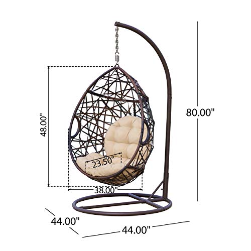 Christopher Knight Home CKH Wicker Tear Drop Hanging Chair, Brown