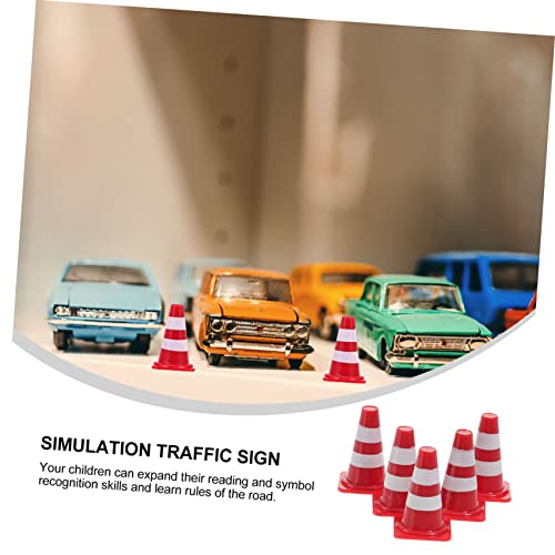 jojofuny 30pcs Traffic Teaching Simulation Football Learning Blocks Toys Landscape Cake Kids Tiny Small Children Street Ornaments Favors Engineering Table Diy Orange Exquisite Prop Sign