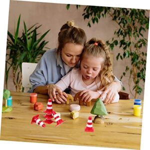 jojofuny 30pcs Traffic Teaching Simulation Football Learning Blocks Toys Landscape Cake Kids Tiny Small Children Street Ornaments Favors Engineering Table Diy Orange Exquisite Prop Sign