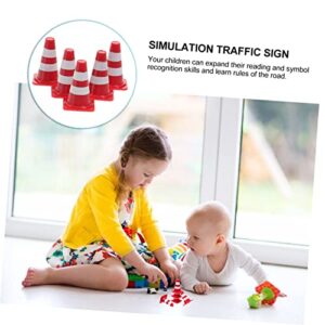 jojofuny 30pcs Traffic Teaching Simulation Football Learning Blocks Toys Landscape Cake Kids Tiny Small Children Street Ornaments Favors Engineering Table Diy Orange Exquisite Prop Sign