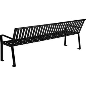 Global Industrial Outdoor Steel Slat Park Bench, 6 ft, Black