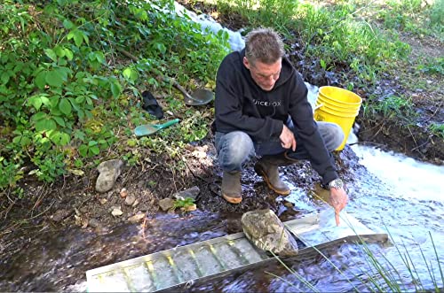 Sluice Box for Gold Mining; 50 inch Gold Prospecting Sluice; Folding Aluminum Sluice Box with Miners Moss; Large Gold Box for Gold Mining and Gold panning kit