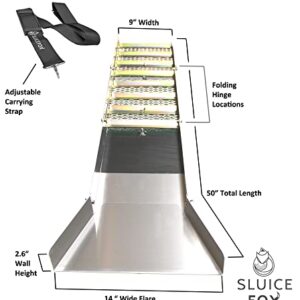 Sluice Box for Gold Mining; 50 inch Gold Prospecting Sluice; Folding Aluminum Sluice Box with Miners Moss; Large Gold Box for Gold Mining and Gold panning kit