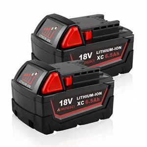 ferryboat 2pack 6.5ah m-18 replacement battery for milwaukee m 18 battery lithium-ion batteries xc 48-11-1862 48-11-1860 48-11-1850 48-11-1840 48-11-1828 48-11-1815 cordless power tools