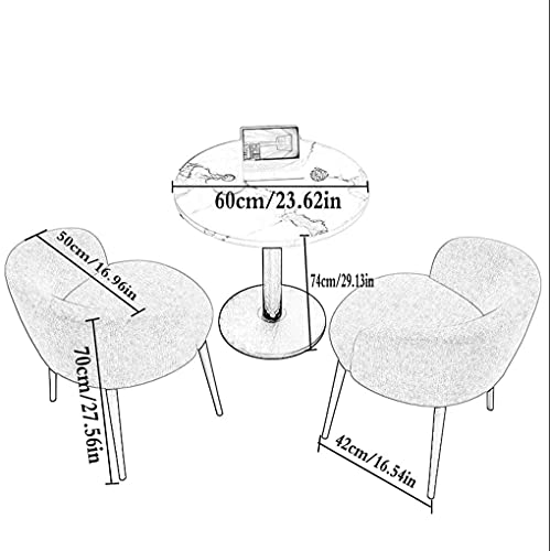 Office Business Hotel Lobby Dining Table Set, Small Conference Table Office & Chair Set, Combination Clothing Store Chess Room Meeting Lounge 1 2 Chairs 60cm in Diameter Little Round ( Color : Gray )