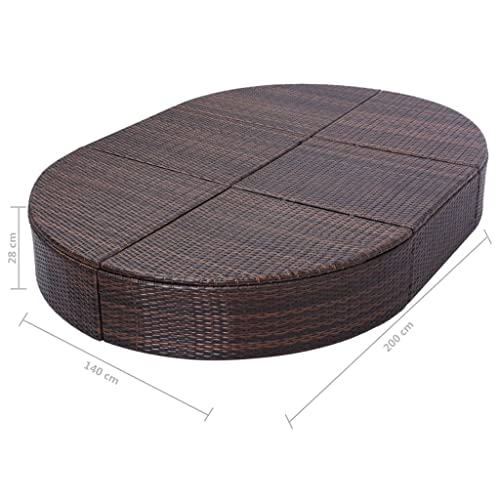 imasay Patio Lounge Bed with Cushion Poly Rattan Brown for Outdoor,Outside,Patio,Garden,Beach,Lawn,Sunbathing,Tanning,Pool,Adjustable Reclining Lounge Chairs