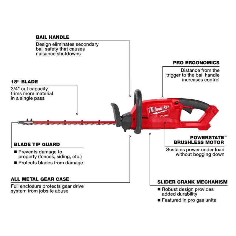 Milwaukee M18 Fuel 18 in. 18 V Battery Hedge Trimmer Tool Only