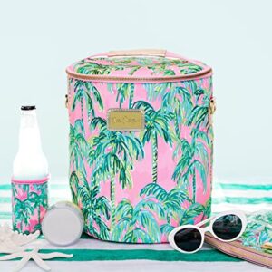 Lilly Pulitzer Pink/Green Insulated Soft Beach Cooler with Adjustable/Removable Strap and Double Zipper Close, Suite Views