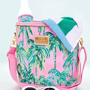 Lilly Pulitzer Pink/Green Insulated Soft Beach Cooler with Adjustable/Removable Strap and Double Zipper Close, Suite Views