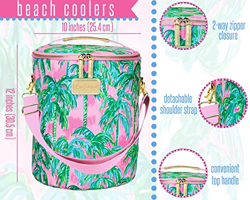 Lilly Pulitzer Pink/Green Insulated Soft Beach Cooler with Adjustable/Removable Strap and Double Zipper Close, Suite Views