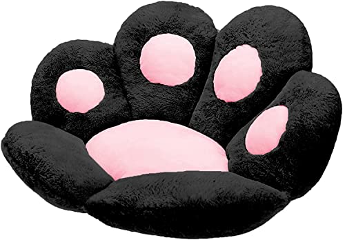 Cushion,Cat Paw Cushion Cute Chair Seat Cushion Lazy Sofa Cushion Outdoor Decoration Warm Floor Cushion Skin Friendly Warm Mat (60x60cm, Black)