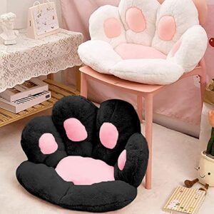 Cushion,Cat Paw Cushion Cute Chair Seat Cushion Lazy Sofa Cushion Outdoor Decoration Warm Floor Cushion Skin Friendly Warm Mat (60x60cm, Black)