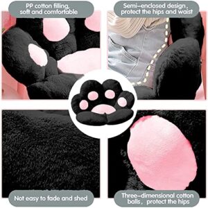 Cushion,Cat Paw Cushion Cute Chair Seat Cushion Lazy Sofa Cushion Outdoor Decoration Warm Floor Cushion Skin Friendly Warm Mat (60x60cm, Black)