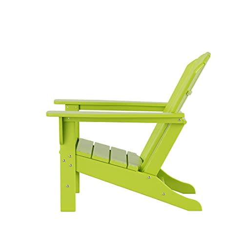 WO Outdoor Furniture Adirondack Chairs, Weather Resistant, Premium Quality HDPE Plastic for Patio, Garden, Backyard, etc, Lime Green