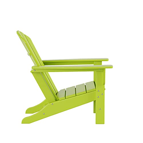 WO Outdoor Furniture Adirondack Chairs, Weather Resistant, Premium Quality HDPE Plastic for Patio, Garden, Backyard, etc, Lime Green