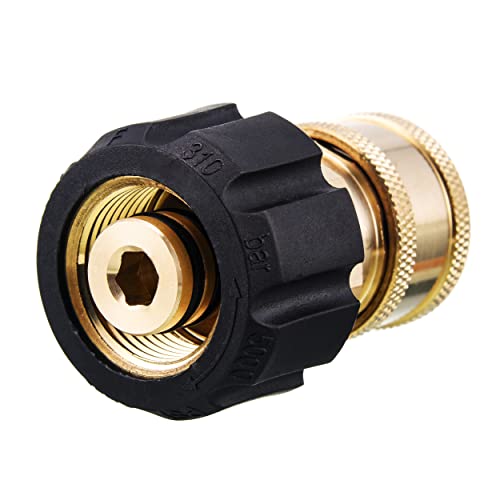 FIXFANS Pressure Washer Quick Connect Adapter, 3/8 Inch Socket to M22 14mm Metric Fitting for Pressure Washer Gun and Hose, 5000PSI