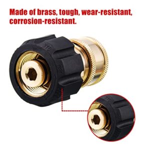 FIXFANS Pressure Washer Quick Connect Adapter, 3/8 Inch Socket to M22 14mm Metric Fitting for Pressure Washer Gun and Hose, 5000PSI