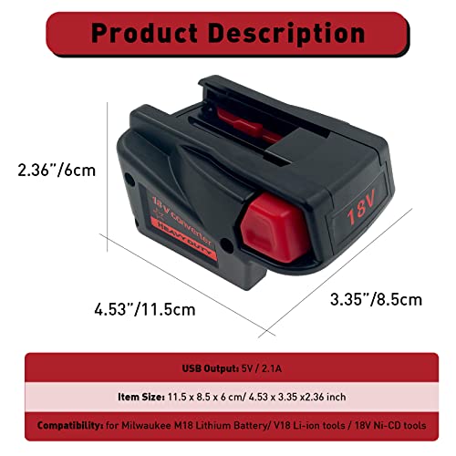 Alian Adapter Converter for Milwaukee M18 18V Li-ion Battery to for Milwaukee V18 48-11-1830 Battery;48-11-2200 48-11-2230 18V NI-CD Tool Battery Adapter