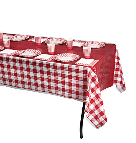 Picnic Themed 9" Disposable Round Paper Plates (50 Pack) Picnic Party Supplies Gingham Paper Plates Ideal for Parties, Family Dinner and Picnic Parties