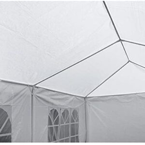 Heavy Duty Canopy Event Tent-10'x30' Outdoor White Gazebo Party Wedding Tent, Sturdy Steel Frame Shelter w/5 Removable Sidewalls Waterproof Sun Snow R