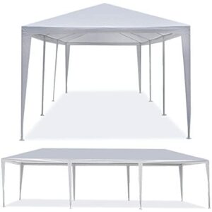 Heavy Duty Canopy Event Tent-10'x30' Outdoor White Gazebo Party Wedding Tent, Sturdy Steel Frame Shelter w/5 Removable Sidewalls Waterproof Sun Snow R