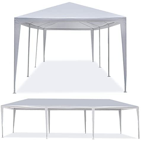 Heavy Duty Canopy Event Tent-10'x30' Outdoor White Gazebo Party Wedding Tent, Sturdy Steel Frame Shelter w/5 Removable Sidewalls Waterproof Sun Snow R