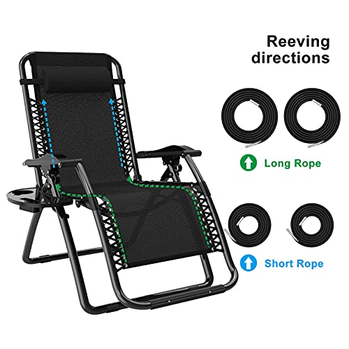 Gosundv 4Pcs Chair Replacement Cord, Lounge Chair, Recliner Repair Cords Bungee Elastic Lawn Chair Cord, Recliners for Outdoor, Lounge Chair Brown